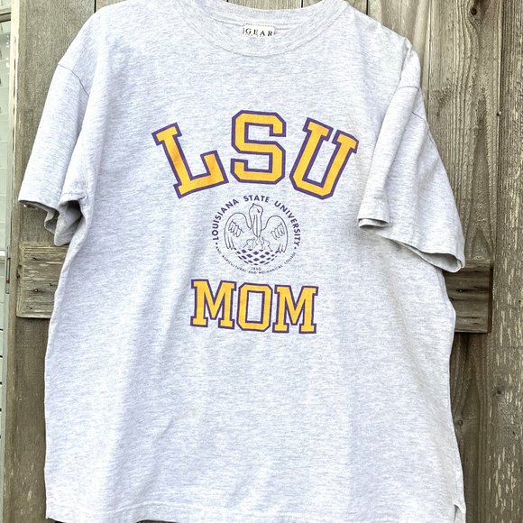 Gear For Sports | Tops | Vtg Lsu Mom Tshirt Lt Grey Sz L With Lsu 86 ...